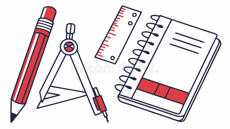 Drawing Compass and Notebook for Geometry Class Vector Vector Design ...