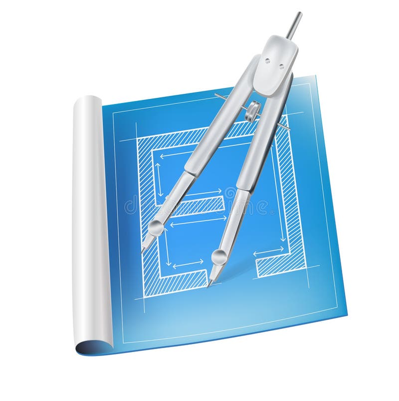 Drawing Compass with Ruler and Wooden Tool Box Stock Vector ...