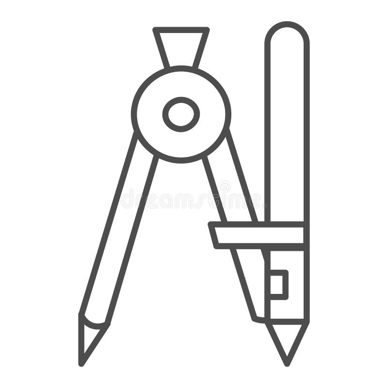 Drawing Compass Line Icon, School or Engineering Stationery Concept ...