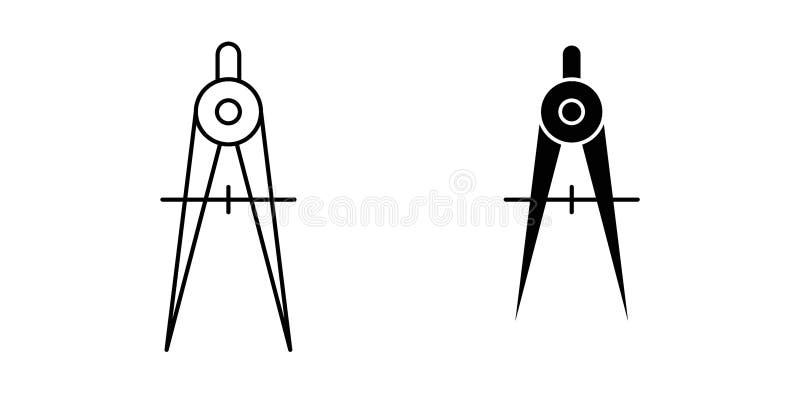 Drawing Compass Thin Line Icon Set Stock Illustration - Illustration of ...