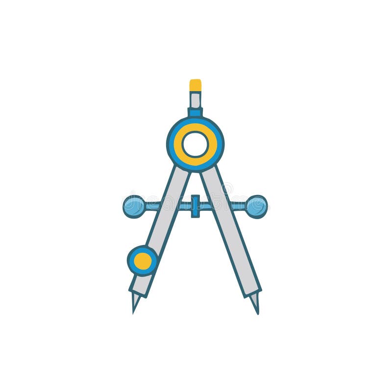 Drawing Compass Tool Icon for Geometry Mathematics and Drafting Vector Illustration Stock ...