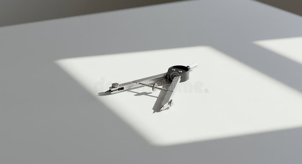 Drawing Compass on White Surface with Dramatic Shadow for Precision ...