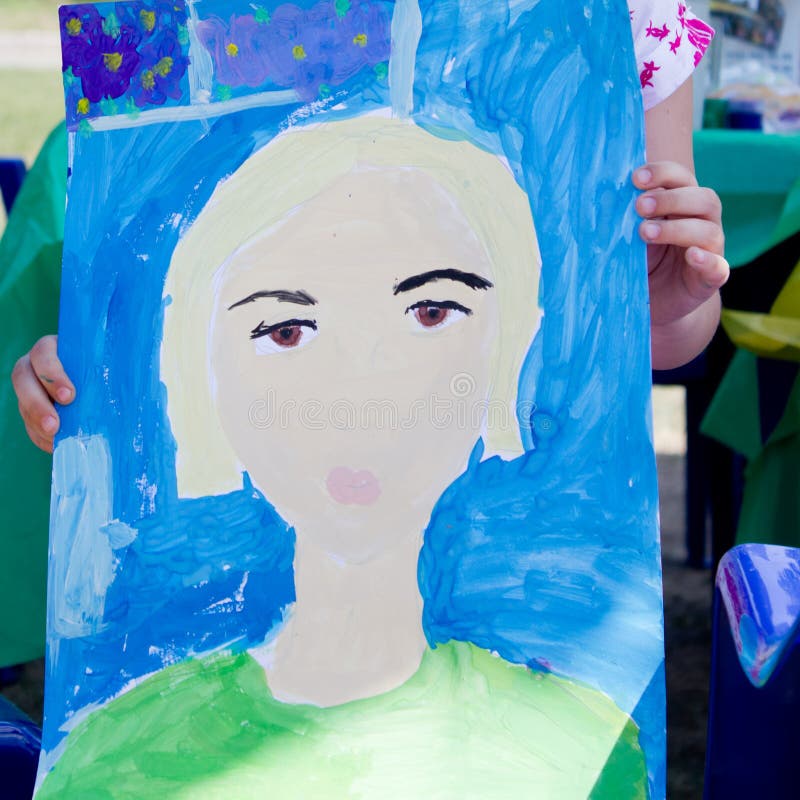 Drawing Competitions in Portrait Paintingon White Paper Stock Image ...