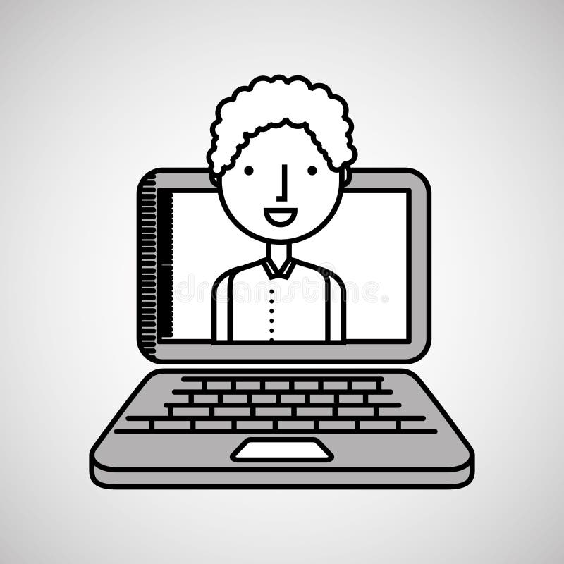 Drawing Computer Boy Character Stock Vector - Illustration of business ...