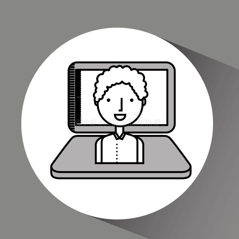 Drawing Computer Boy Character Stock Vector - Illustration of business ...