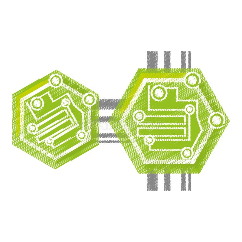 Drawing Computer Circuit Hexagon Electronic Component Stock ...