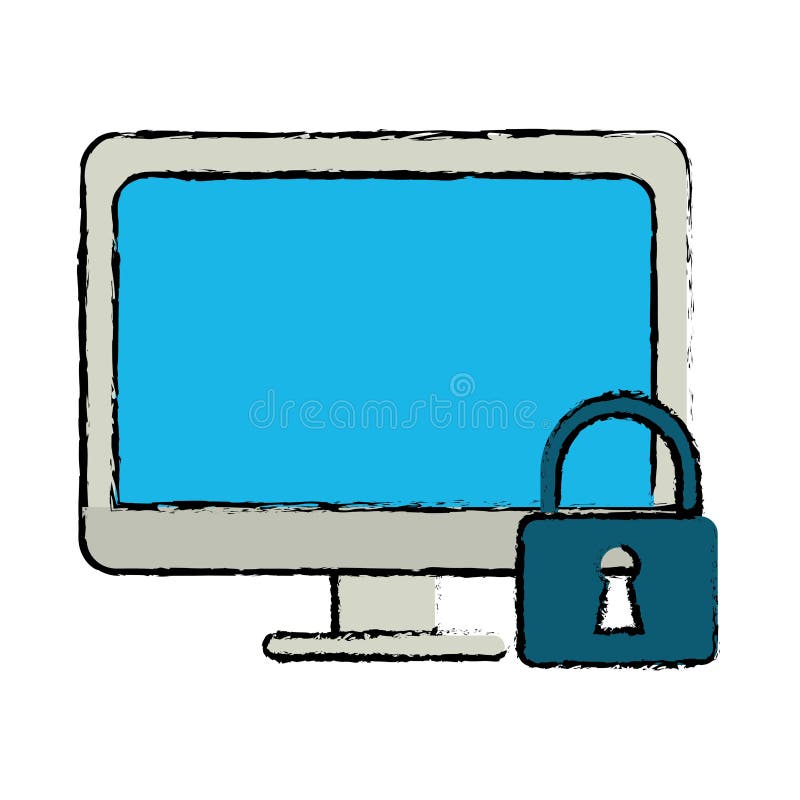 Drawing Computer Internet Security System Technology Stock Vector ...