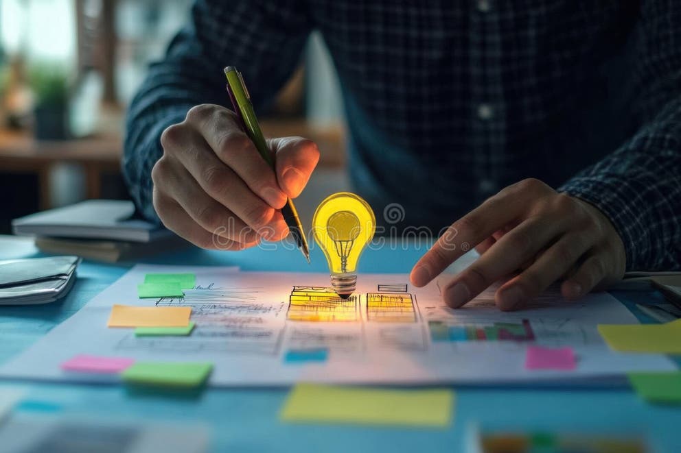 Drawing Concept Ideas with Lightbulb Inspiration and Innovation Concept ...