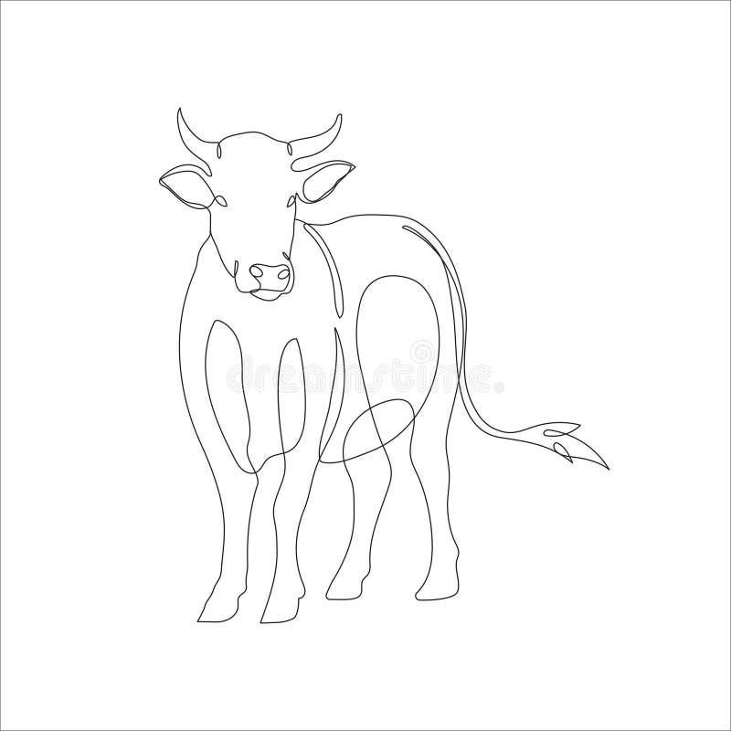 Drawing of a Continuous Line of Cow Stock Vector - Illustration of farm ...