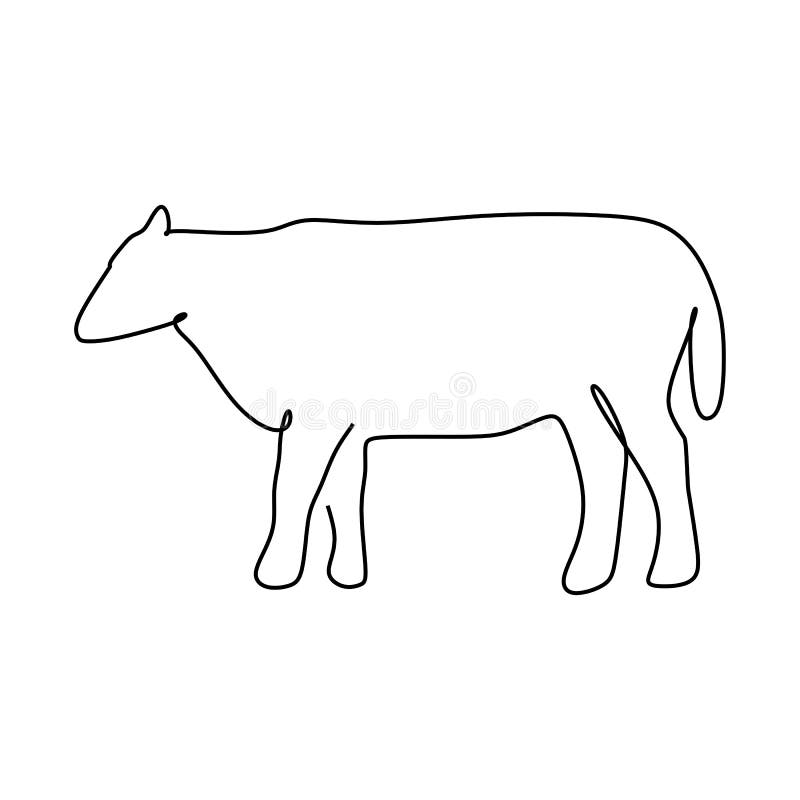 Drawing of a Continuous Line of Cattle. Cow Animal Line Hand Drawn ...