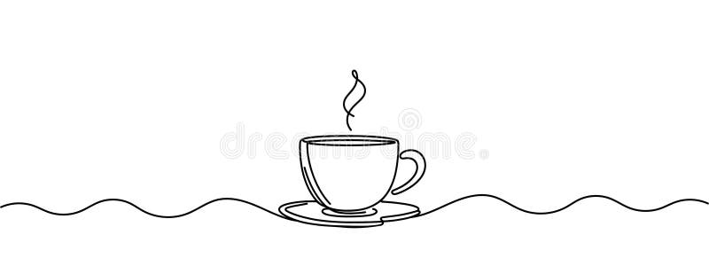 Drawing a Continuous Line. Cup of Coffee with Steam. Stock Vector ...