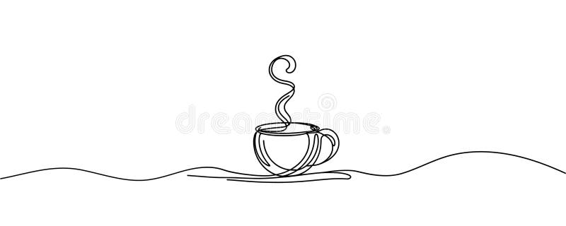 Drawing a Continuous Line. Cup of Coffee with Steam Stock Illustration ... Drawing a Continuous Line. Cup of Coffee with Steam Stock Illustration ...