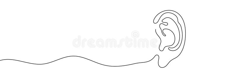 Drawing a Continuous Line of the Human Ear. Stock Vector - Illustration ...