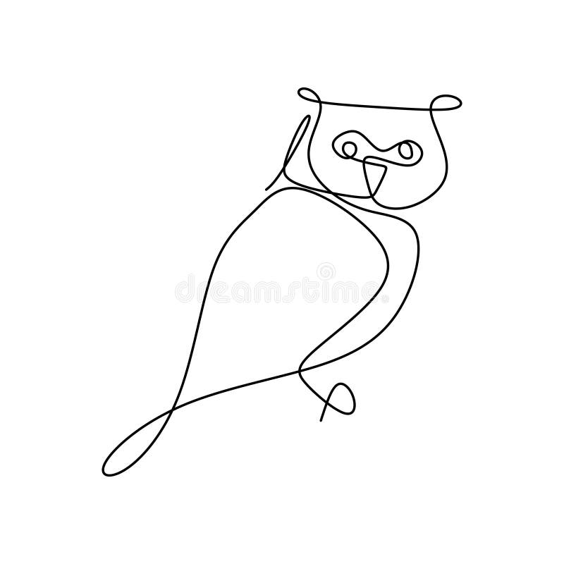 Drawing a Continuous Line of Owls with a Simple Design Stock Vector ...