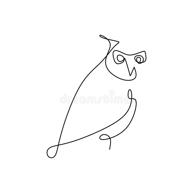 Drawing a Continuous Line of Owls with a Simple Design Stock Vector ...