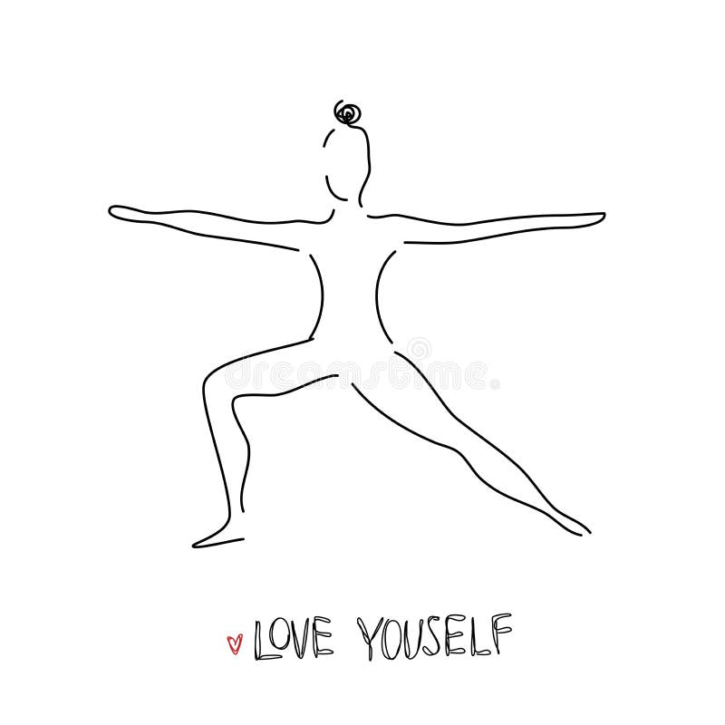 Drawing a Continuous Line. Yoga Position on White Isolated Background ...