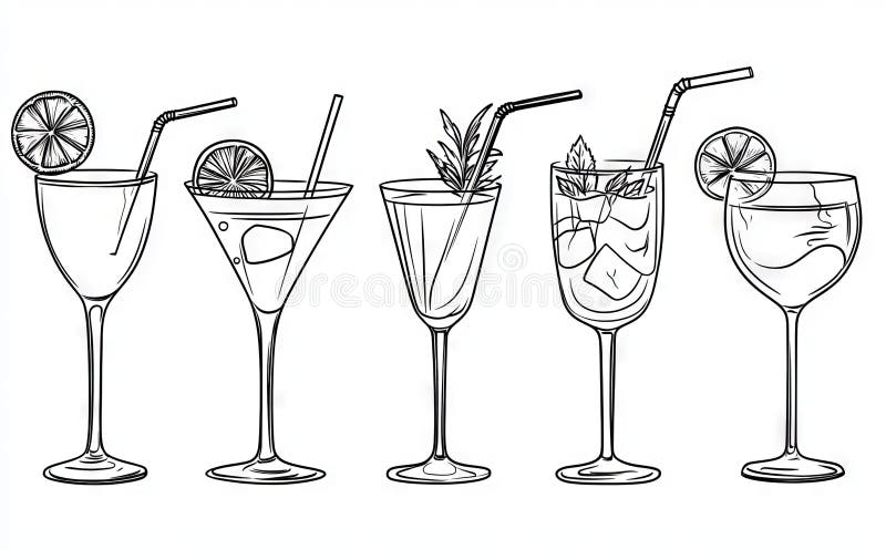 Drawing with Continuous Lines of Exotic Cocktail Drinks in FULLY ...