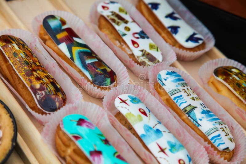 Drawing on the Cookies in Colored Icing Stock Image - Image of bakery ...