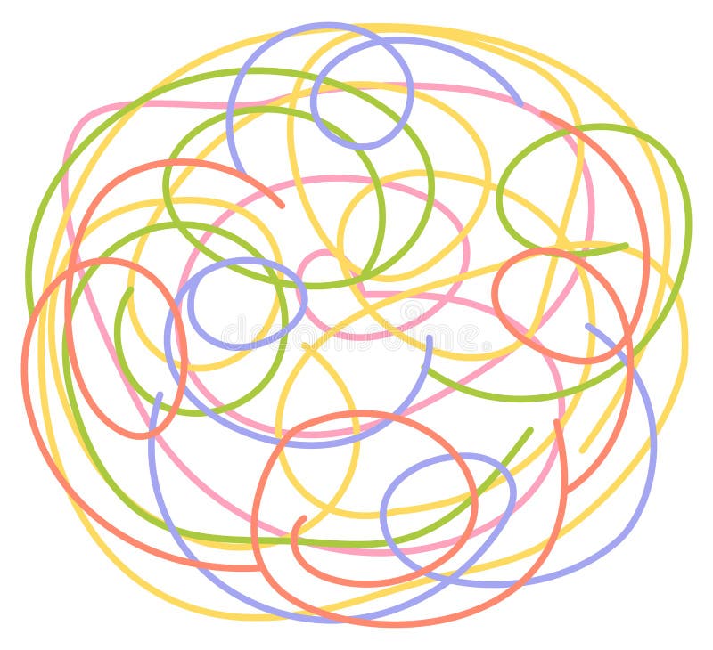 Chaotic Bright Colored Lines Doodle. Hand Drawn Sketch. Abstract ...