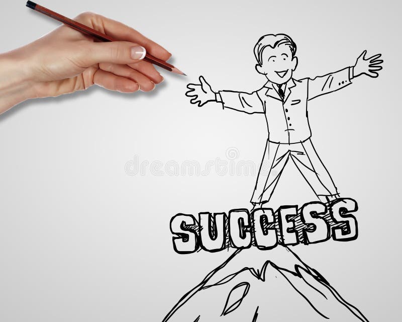 Business Success Concept Illustration Drawn with a Pencil on a Notebook ...