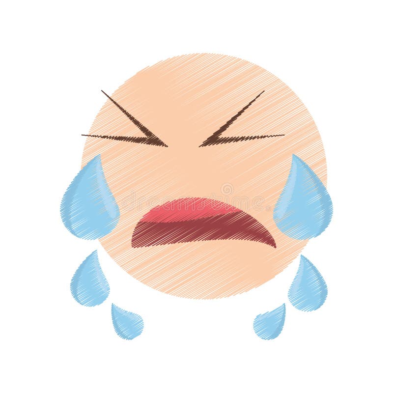 Drawing Crying Emoticon Image Stock Illustration - Illustration of ...