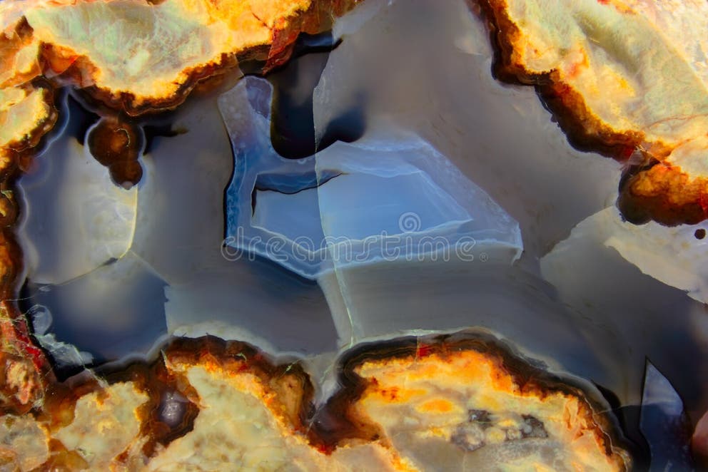 Drawing on a cut of agate stock image. Image of iridescent - 16890133
