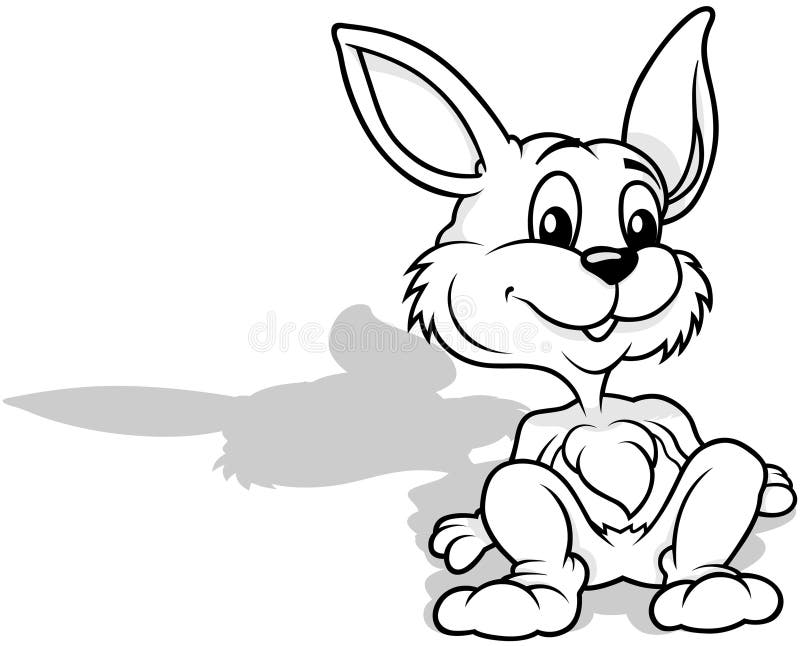 Drawing of a Cute Bunny Sitting on the Ground Stock Vector ...