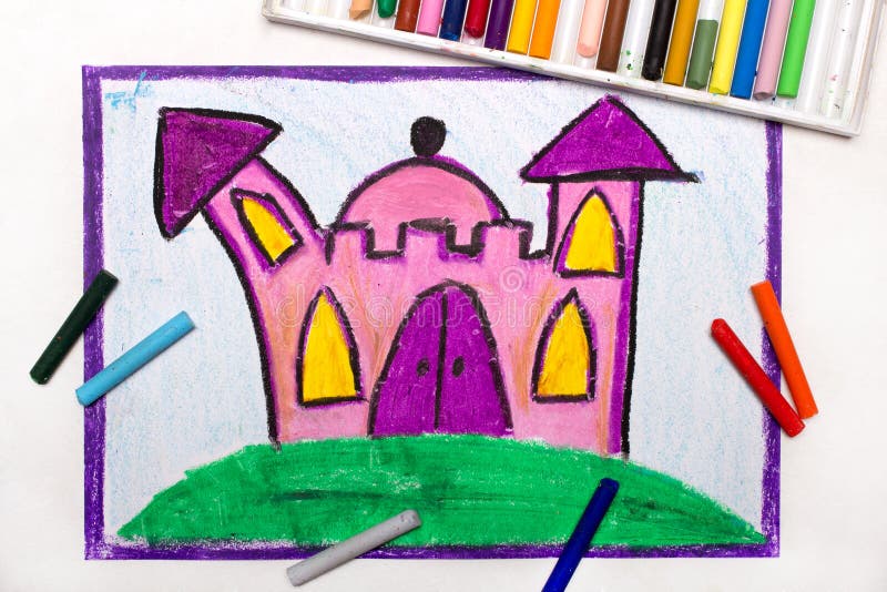 Drawing: Cute Pink Princess Castle Stock Illustration - Illustration of ...