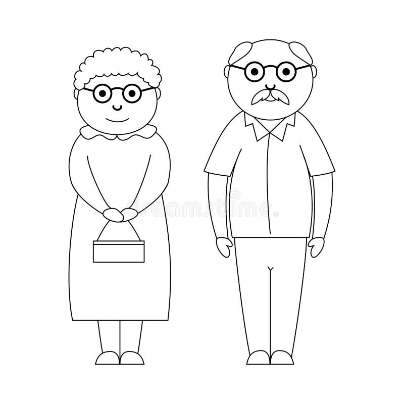 Grandparents Line Drawing Stock Illustrations – 197 Grandparents Line ...