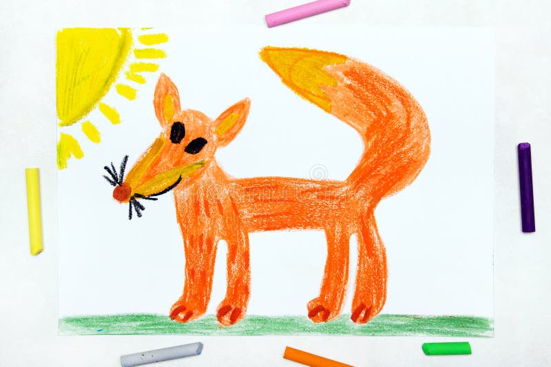 Drawing: cute smiling fox stock illustration. Illustration of carnivore ...