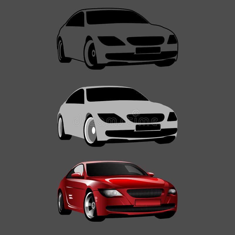 Drawing a 3D Car in Steps Vector Tutorial Stock Illustration ...