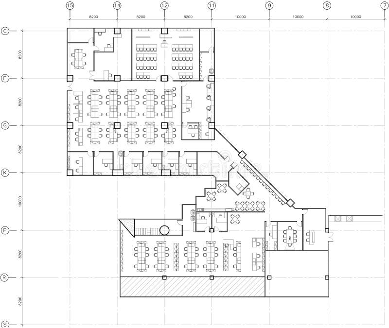 Drawing 2d Layout Layout, Working Zone with Manager S Room Zone and ...