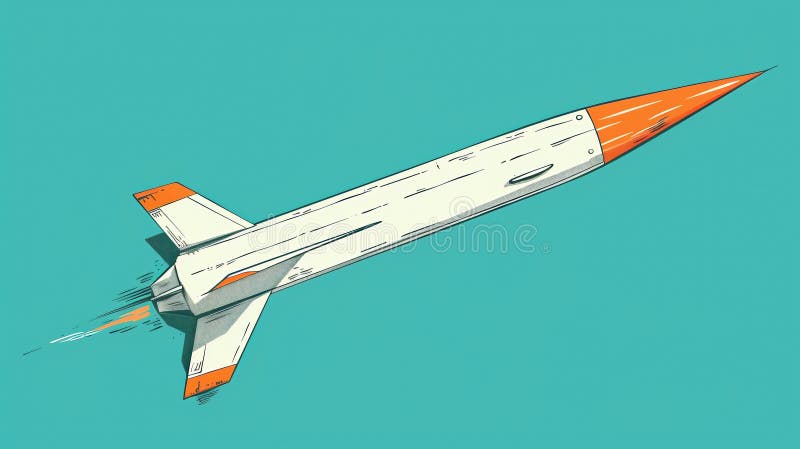 Drawing of Dagger Rocket on a Blue Background Stock Photo - Image of ...