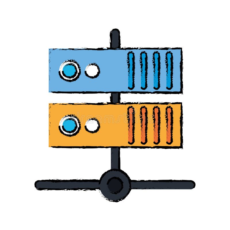Drawing Data Base Technology Server System Stock Vector - Illustration ...