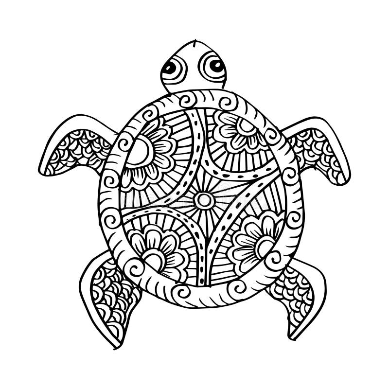 Drawing decorative turtle stock vector. Illustration of adult - 137922779
