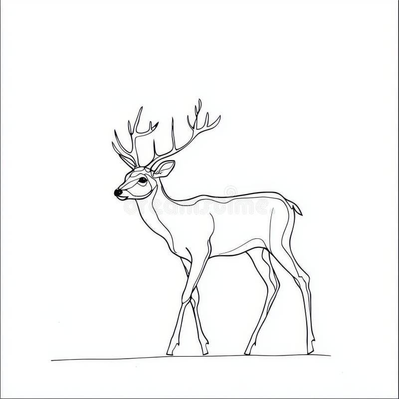 Drawing of a Deer Isolated on White with a Modern Background. Stock ...