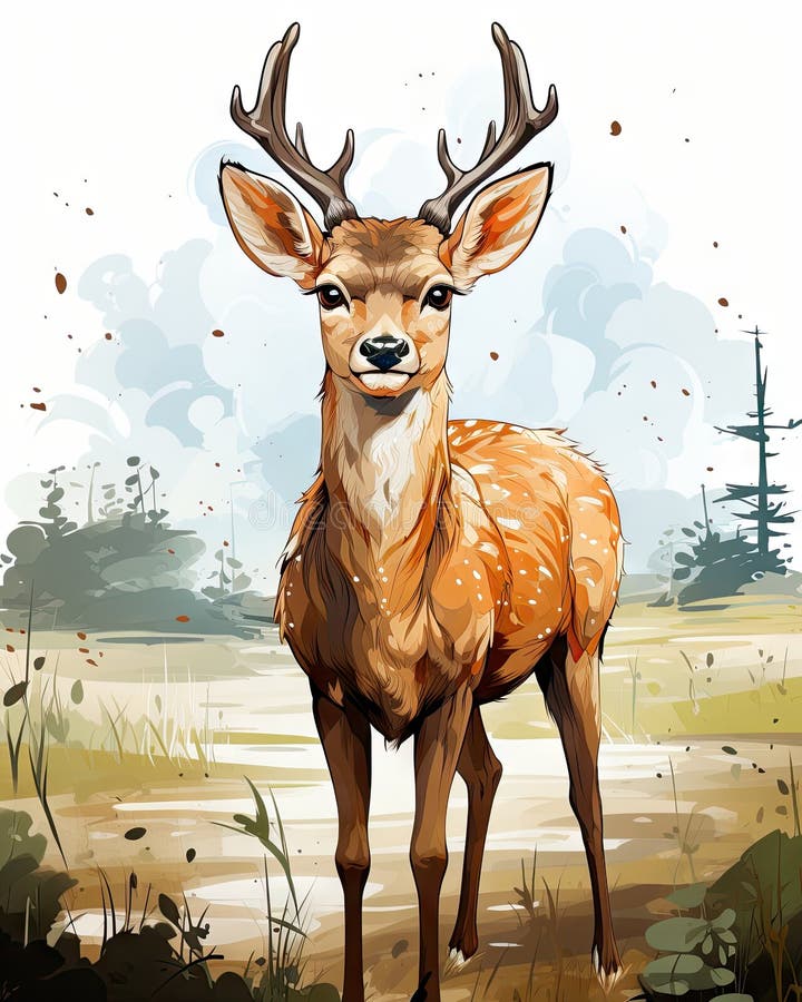 A Deer is Standing in a Field of Tall Grass with Its Head Turned To the ...