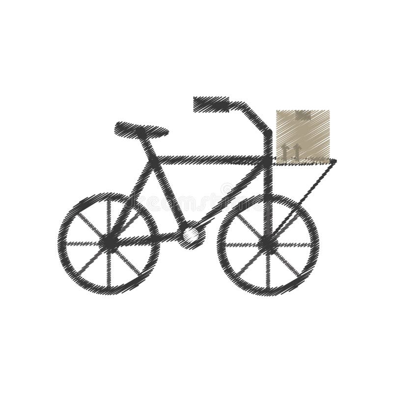 Drawing Delivery Bicycle Box Service Stock Illustration - Illustration ...