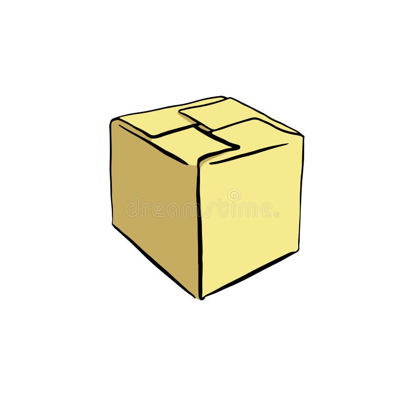 Drawing of Delivery Box. Vector Illustration. Isolated Stock ...