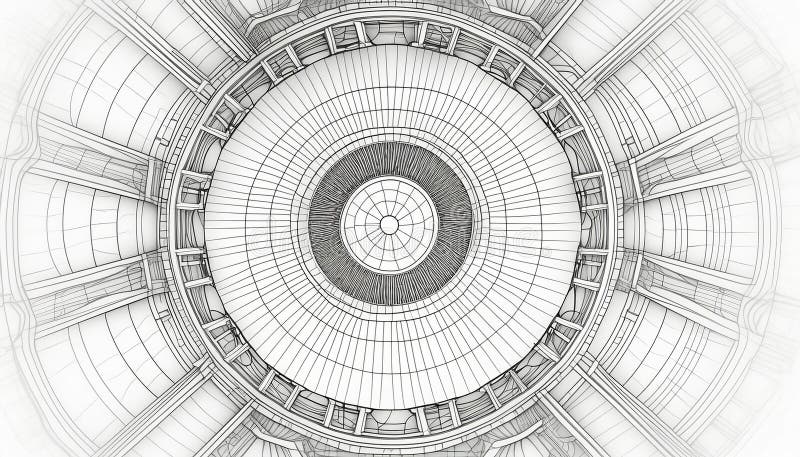 Circular Structure with Lines Drawing. Generative AI Stock Photo ...