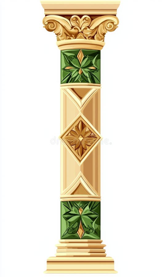 This Drawing Depicts a Column from Ancient Times with Plant Elements on ...