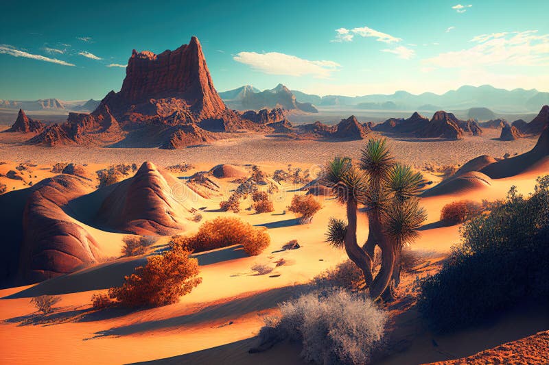 Drawing Desert Realism. Generative AI Stock Image - Image of arabic ...