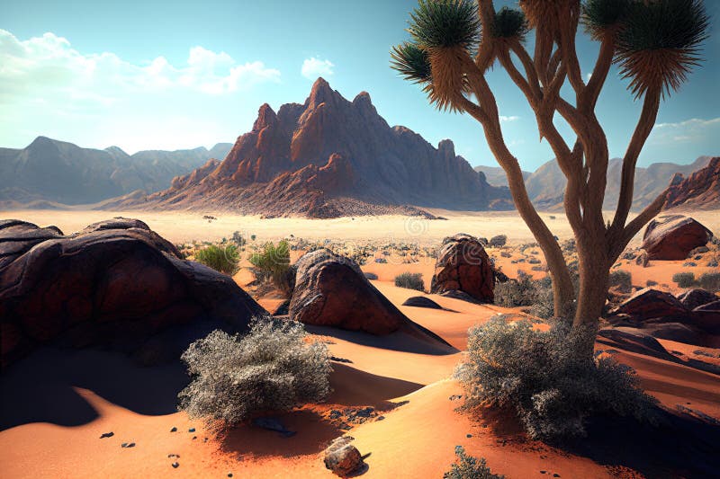 Drawing Desert Realism. Generative AI Stock Photo - Image of landscape ...