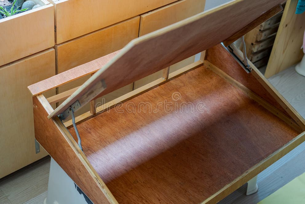 A Drawing Desk with Opened Top Showing Compartment Inside Stock Image ...