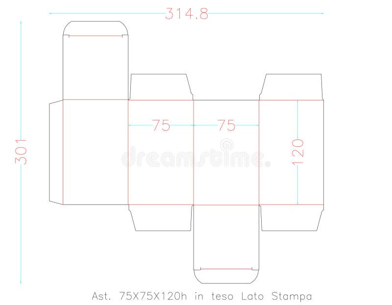 Drawing and Die-cutting of a Cardboard Box Case Stock Vector ...