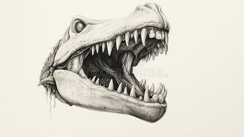 A Drawing of a Dinosaur S Mouth with Sharp Teeth. Generative Ai Stock ...
