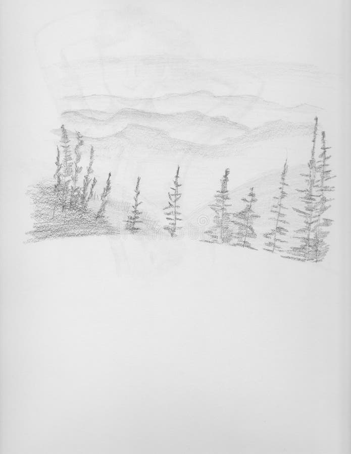 Distant pine trees stock illustration. Illustration of snow - 103205192