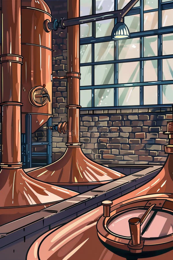 A Drawing of a Distillery with a Brick Wall and a Window Stock ...