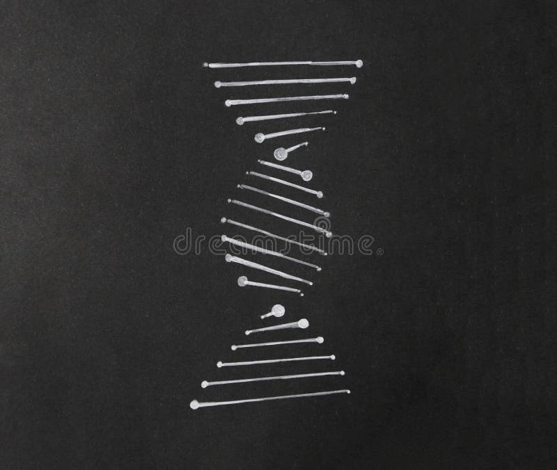 Drawing of DNA Molecular Chain on Black Paper, Top View Stock ...