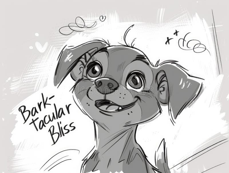 A Drawing of a Dog with a Big Smile on it S Face Stock Illustration ...